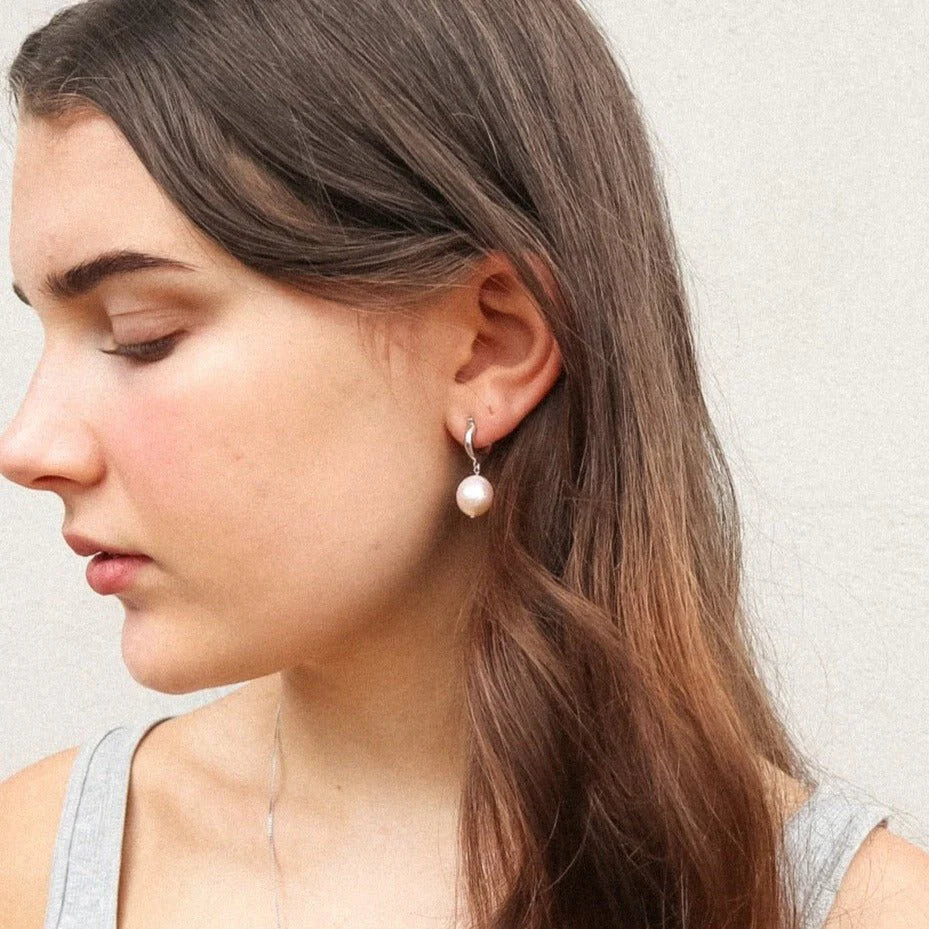 Eloise Pearl Huggie Earrings | Lines & Current – Born & Bred