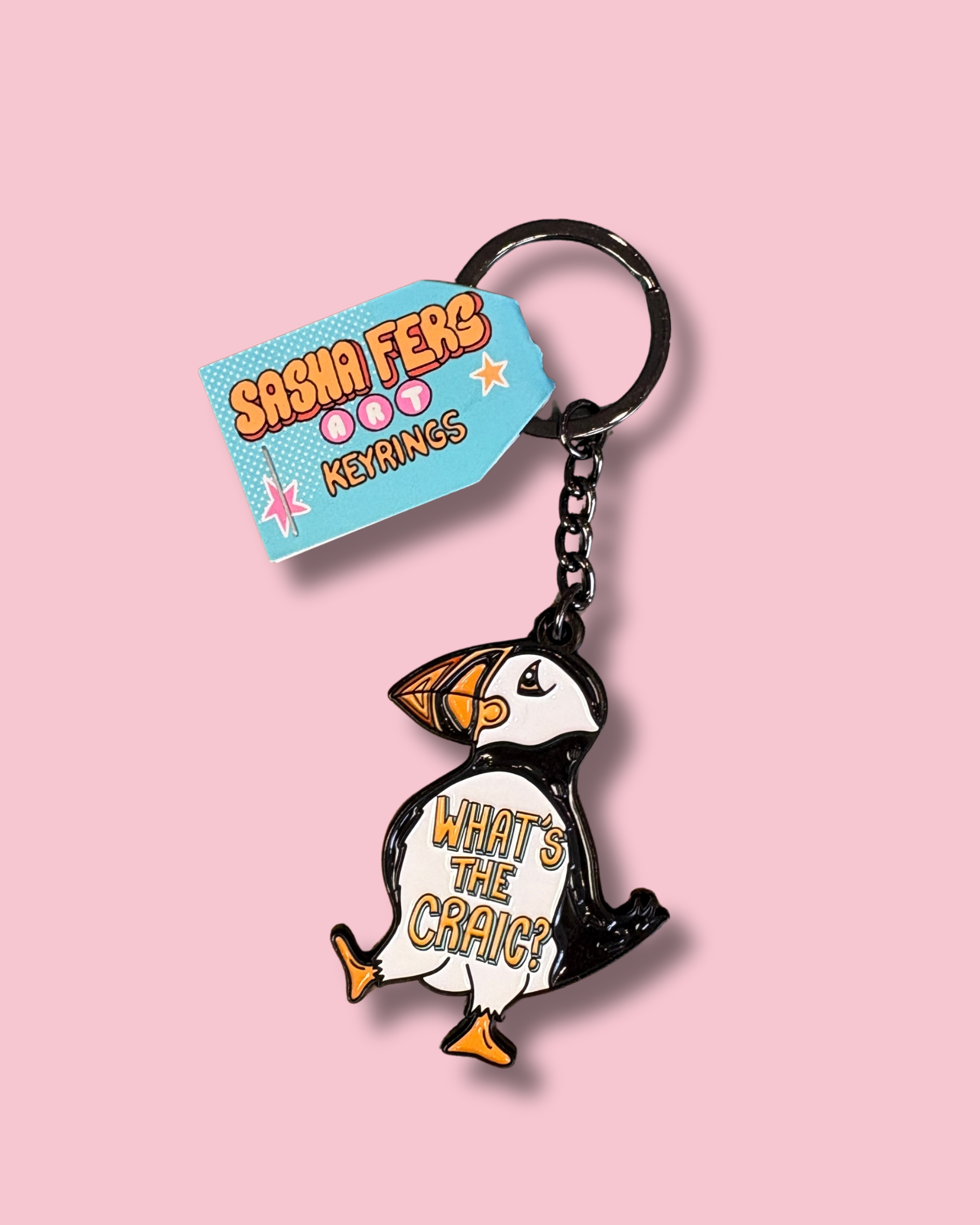 Puffin, What's The Craic Keyring | Sasha Ferg Art – Born & Bred