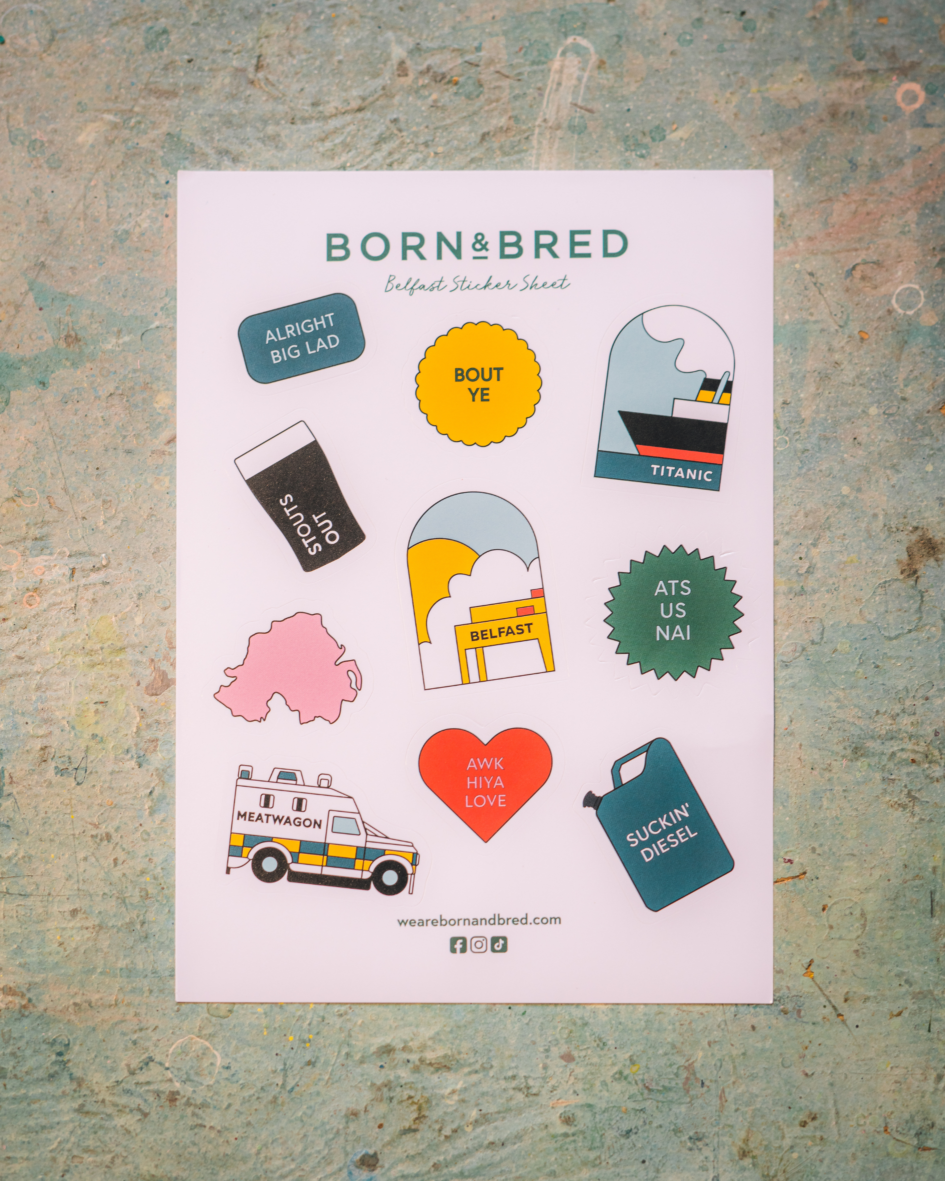 Irish Belfast Themed Sticker Sheet – Born & Bred