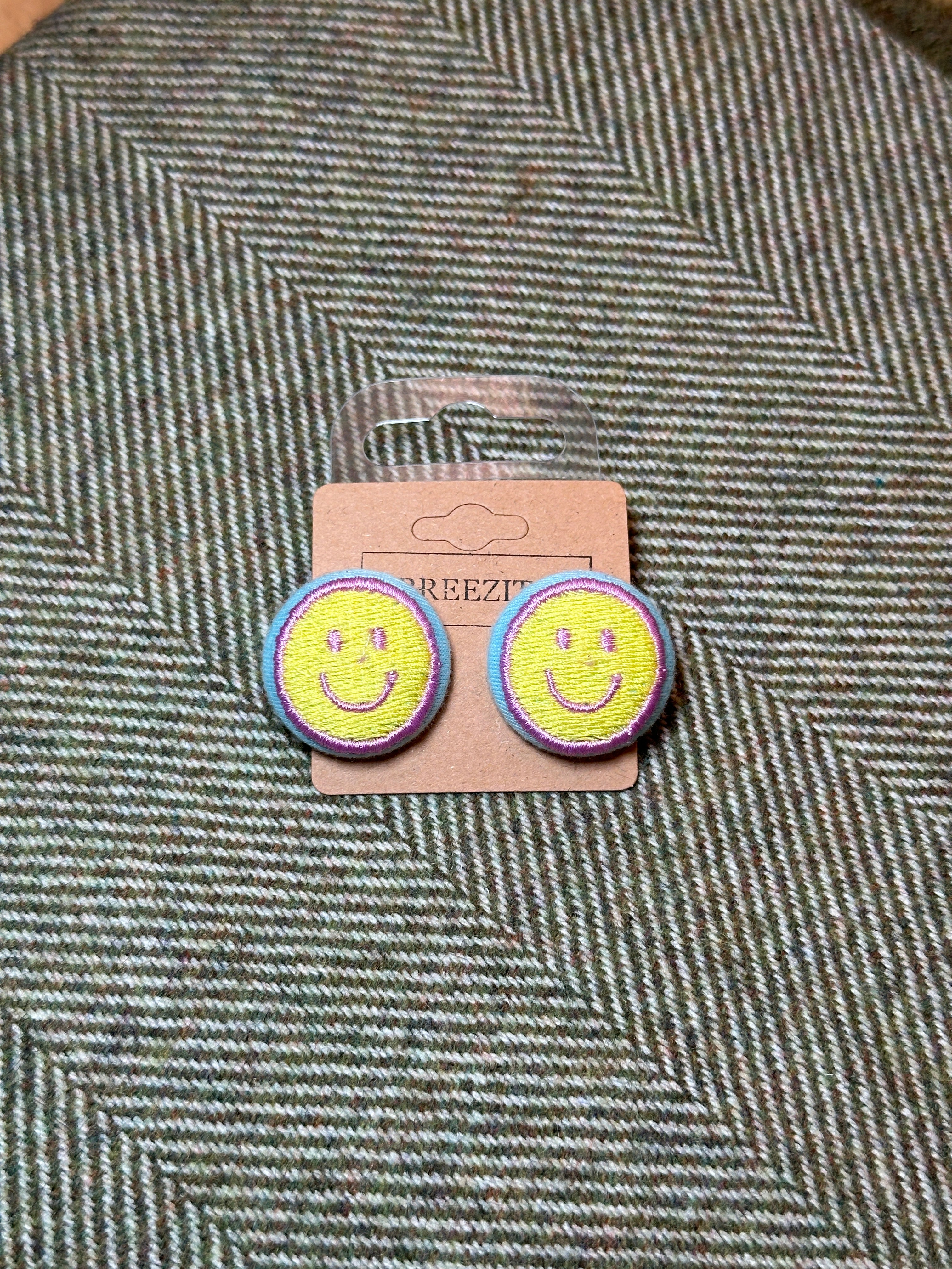 Smiley Face Button Earrings | Breezita – Born & Bred