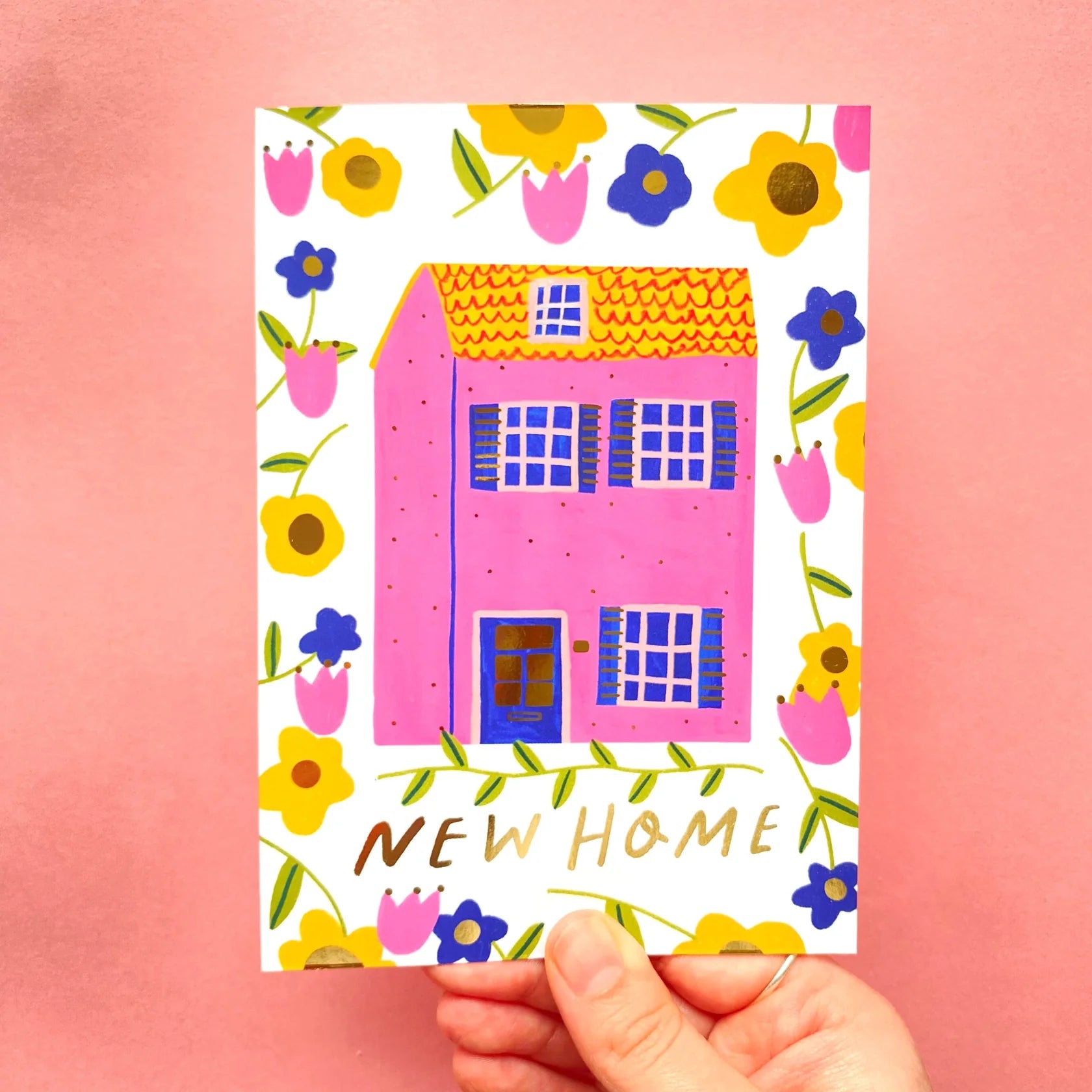 New Home Pink House Card | Kerrie Illustrates – Born & Bred