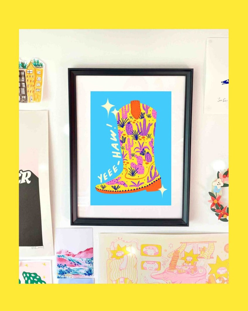 Cowboy Boot Yeehaw Art Print | Kerrie Illustrates – Born & Bred