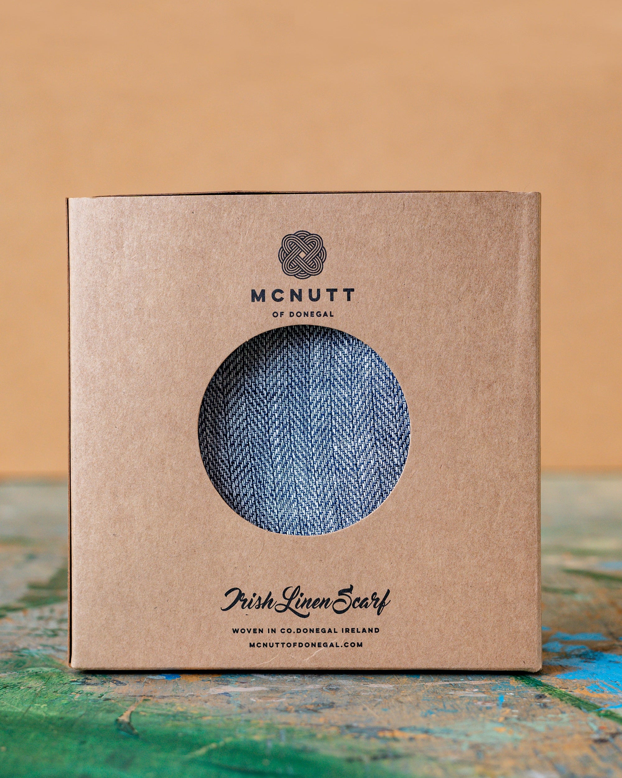 Northern Irish | Linen Navy Herringbone Lambswool Scarf | McNutt Of ...