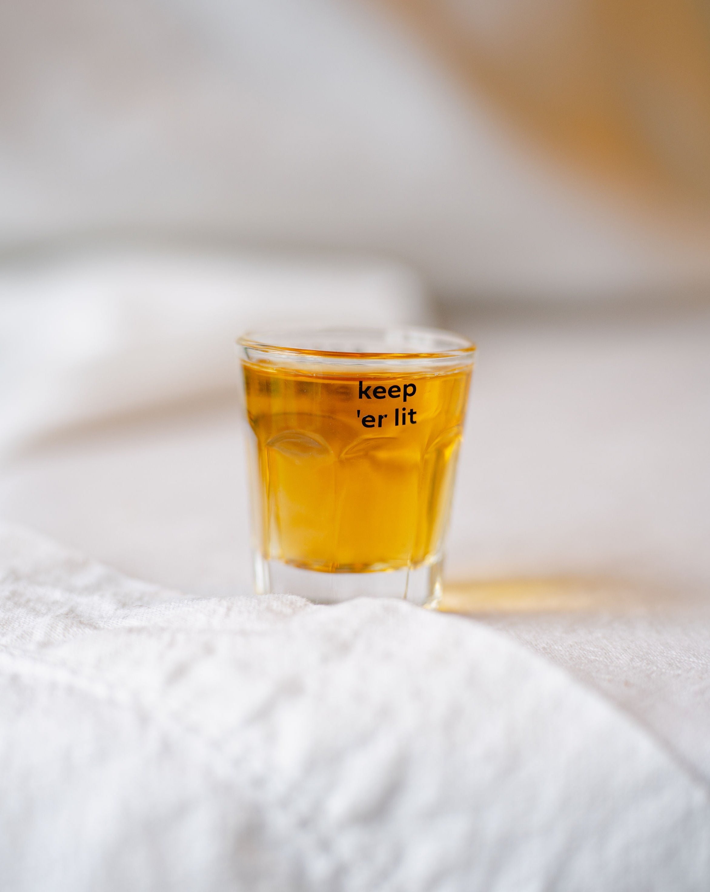 Irish Slogan Shot Glass | Keep Er Lit | Born & Bred