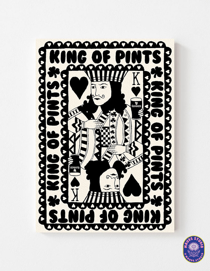 Black & White King of Pints Playing Card Print | Mauds Studio – Born & Bred