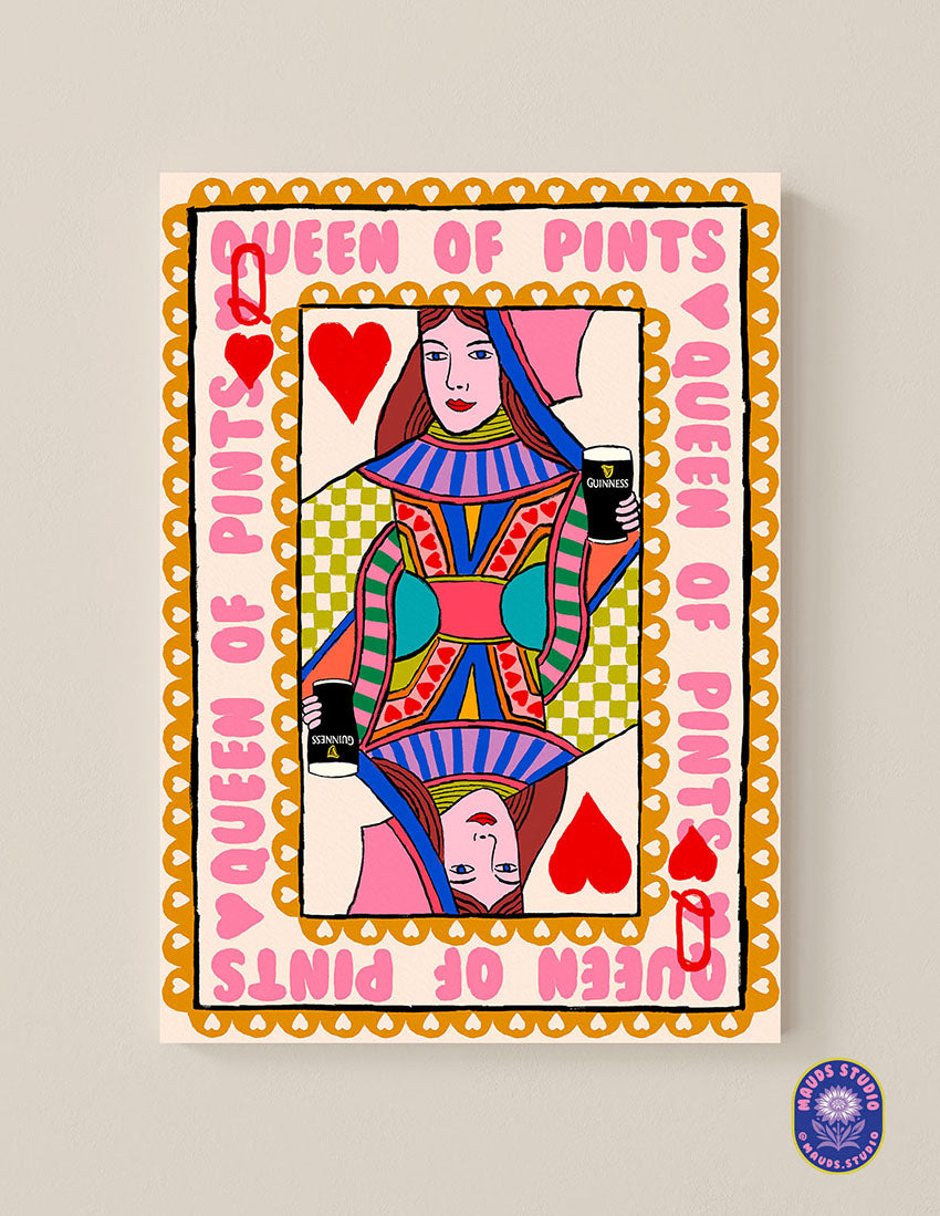 Queen of Pints Playing Card Print | Mauds Studio – Born & Bred