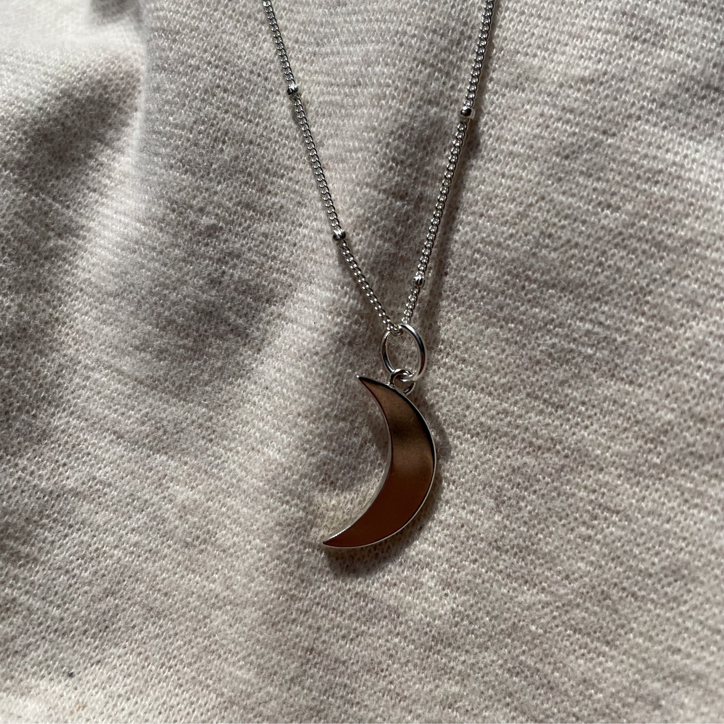 Lines & Current | Crescent Moon Sister Necklace | Gold & Sterling ...