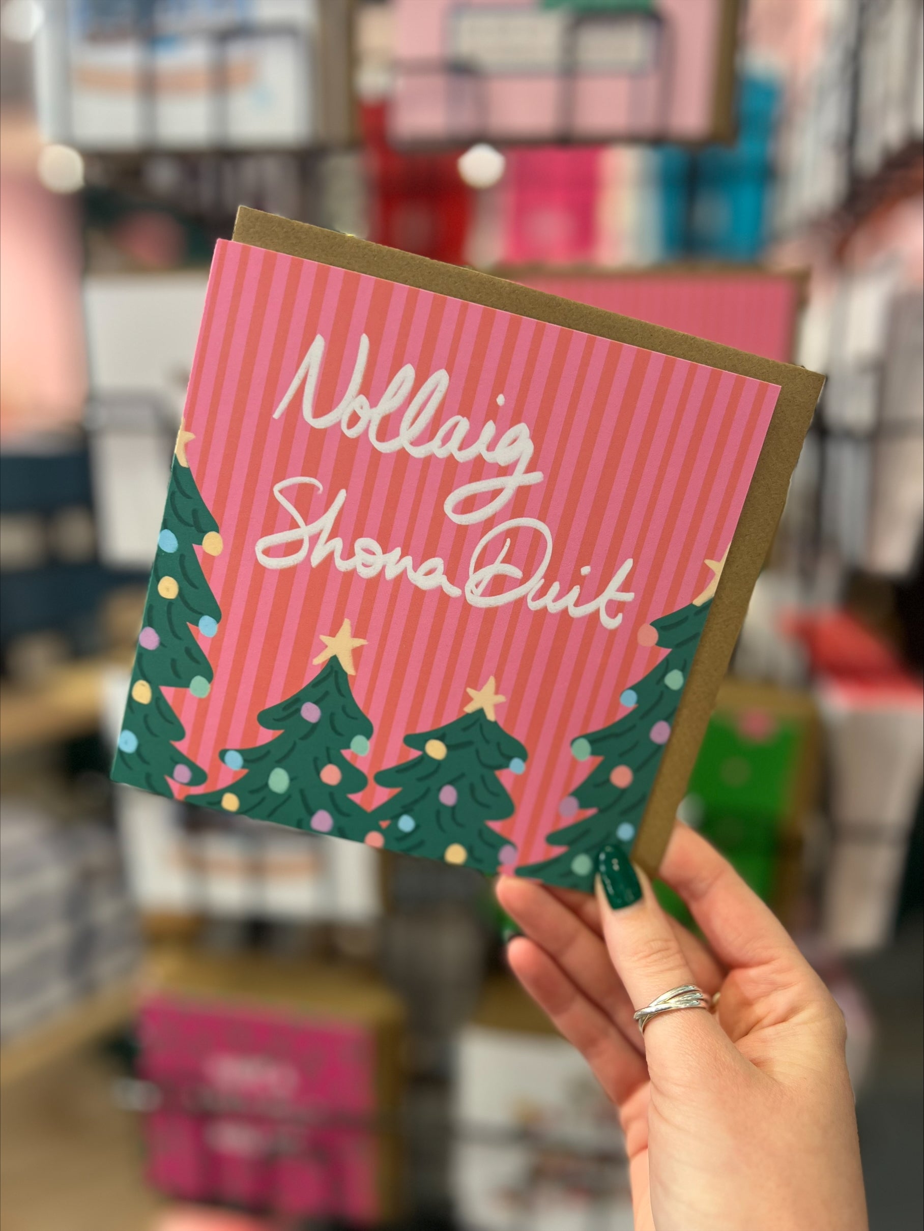 Nollaig Shona Stripes Card | Connect The Dots Design – Born & Bred