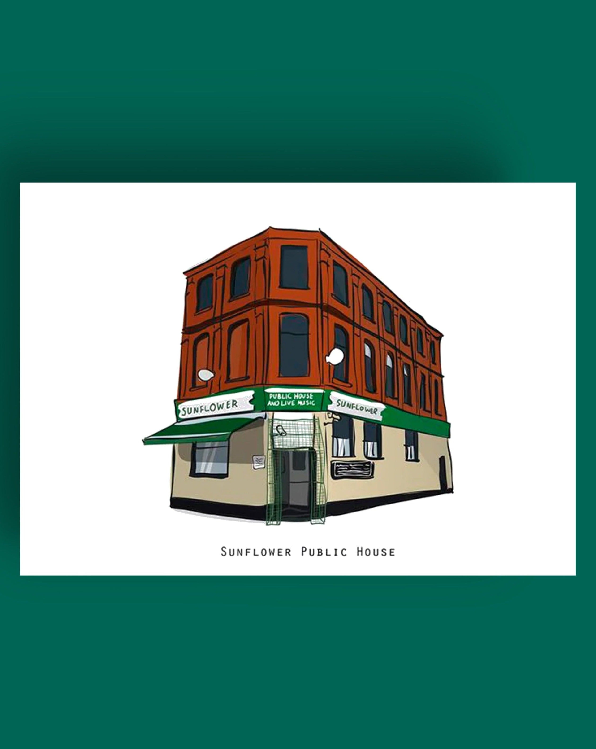 The Sunflower Bar Cowfield Pub Print – Born & Bred